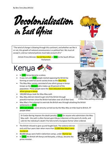 Decolonisation in east africa | Teaching Resources