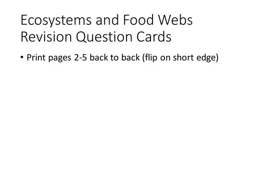 IGCSE Biology Ecosystems and Food Webs Revision Question Cards ...