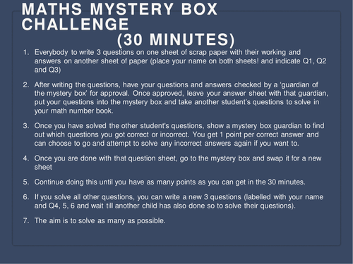 Maths mystery box challenge | Teaching Resources