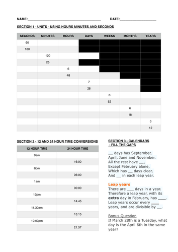 Time pre test (AusVELS level 4) with answers | Teaching Resources
