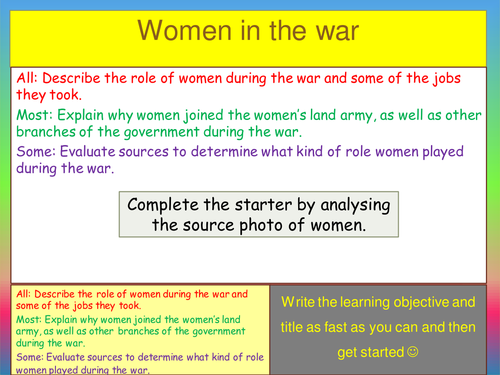 Role of British women in WWII | Teaching Resources