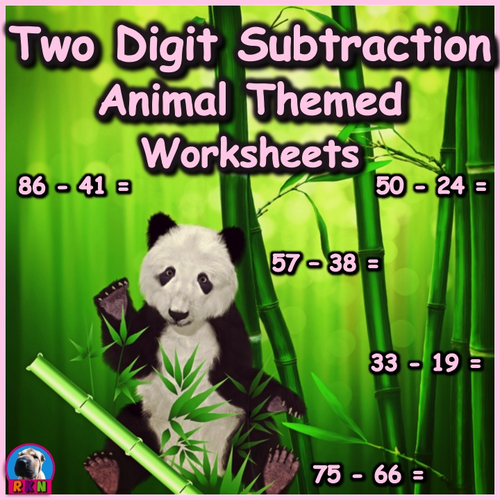 Two Digit Subtraction Worksheets - Animal Themed - Horizontal ...