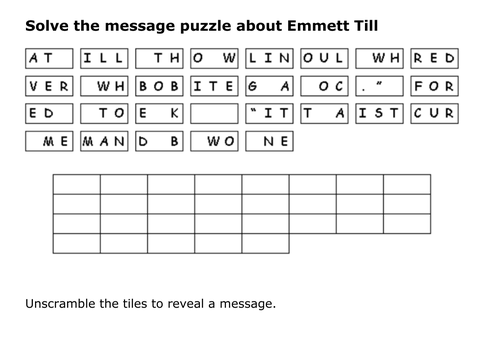 Solve the message puzzle about Emmett Till | Teaching Resources