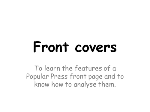 Analysing front cover of newspapers | Teaching Resources