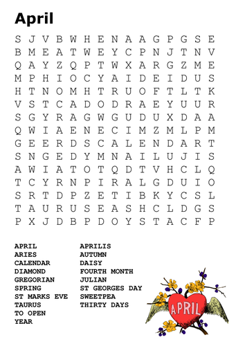 April Word Search | Teaching Resources April Word Search | Teaching Resources