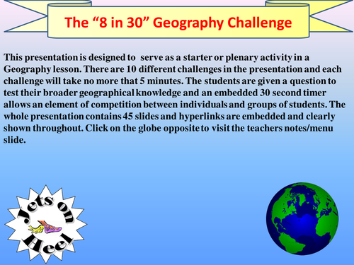 The 8 in 30 Geography Challenge | Teaching Resources