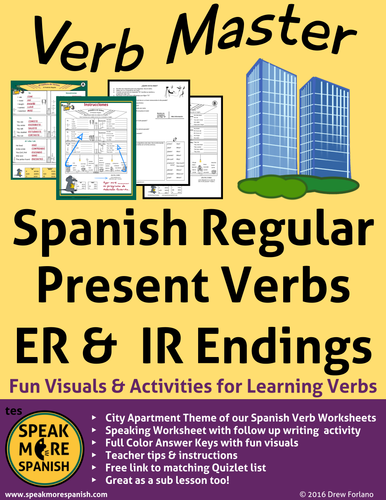 Spanish Verb Master Regular Present ER & IR Verbs. Verbos Regulares en ...