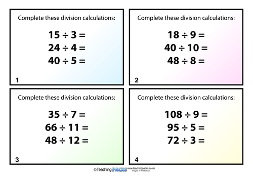 Division Challenge Cards | Teaching Resources