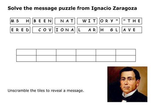 Solve the message puzzle from Ignacio Zaragoza Cinco de Mayo | Teaching ...
