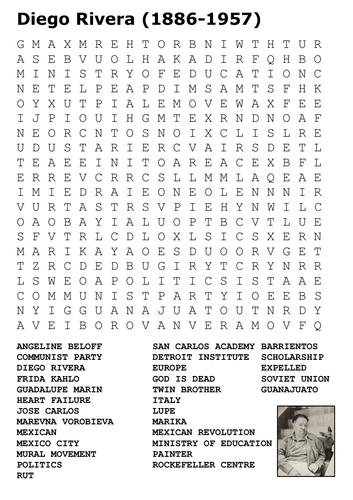 Diego Rivera Word Search | Teaching Resources