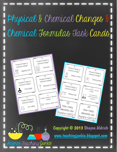 Chemical/Physical Changes & Chemical Formulas Task Cards | Teaching ...