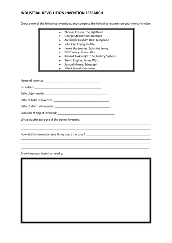 Research Skills: Industrial Revolution Research | Teaching Resources