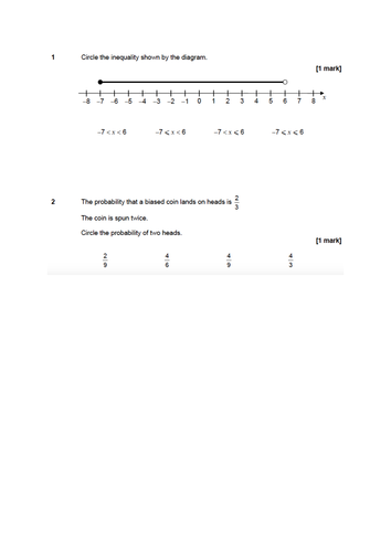 9-1 maths AQA and AQA style Multiple choice Higher | Teaching Resources