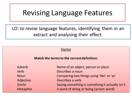 Revising Language Features | Teaching Resources