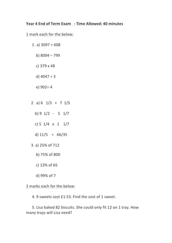 Year 4 KS2 SATS Maths & 10 + Paper | Teaching Resources