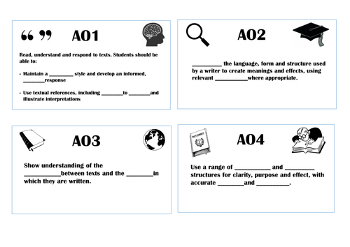 AQA Assessment Objective Posters and Activities | Teaching Resources