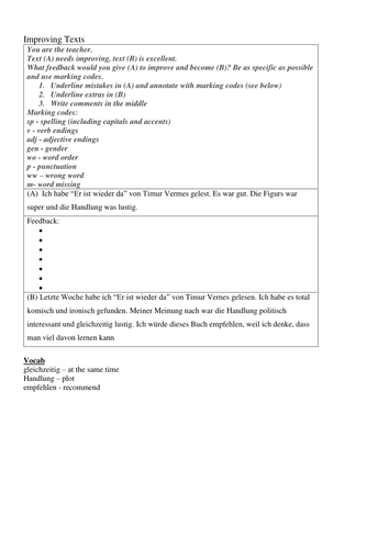 Improve the text - Books and Reading | Teaching Resources Improve the text - Books and Reading | Teaching Resources