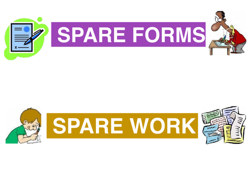 Spare forms and worksheets tub labels | Teaching Resources