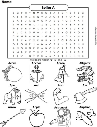 The Letter A Word Search by ScienceSpot - Teaching Resources - Tes