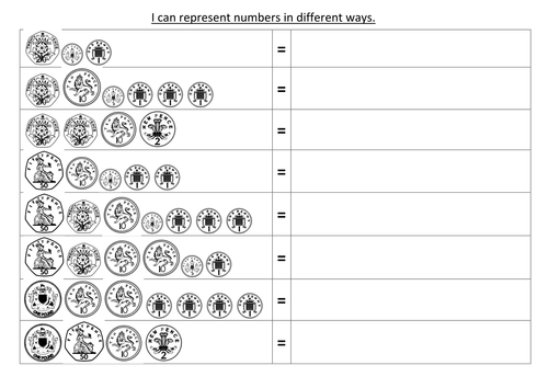 using coins to represent numbers in different ways | Teaching Resources