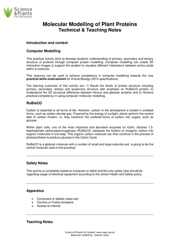 A-level set practicals - Molecular Modelling | Teaching Resources