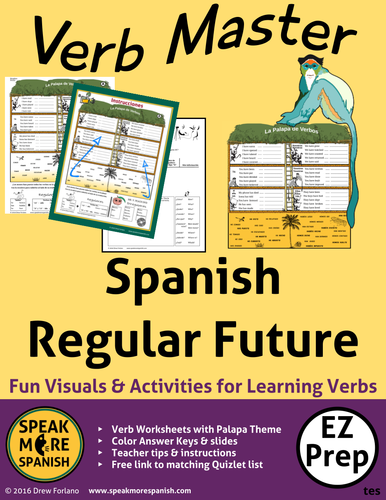 Spanish Verb Master for Regular Future Tense Verbs. Verbos del Futuro ...