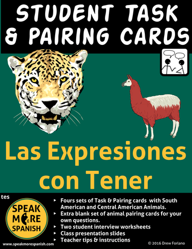 Spanish Task and Pairing Cards for Tener Expressions. Lecciones para ...