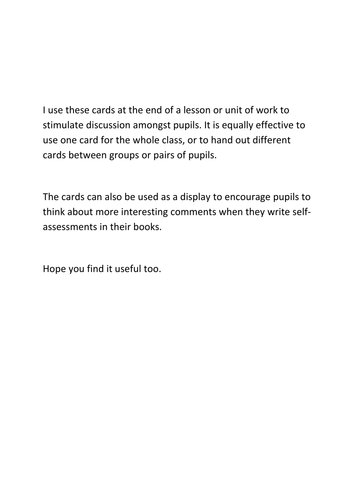 Self Assessment Prompt Cards | Teaching Resources Self Assessment Prompt Cards | Teaching Resources