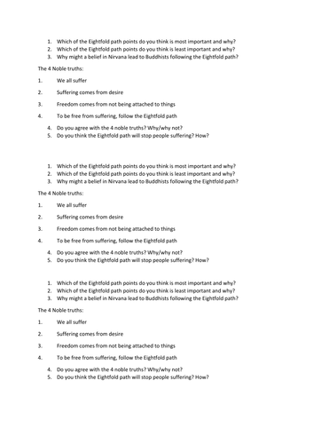 Resources for the Eightfold Path | Teaching Resources
