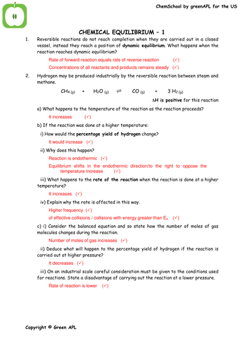 Chemical Equilibrium | Teaching Resources