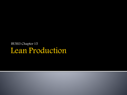 Lean Production | Teaching Resources