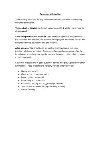 Customer Service | Teaching Resources