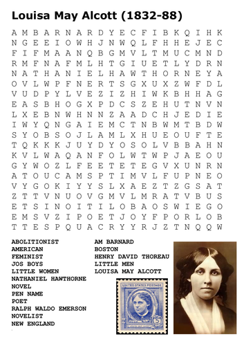 Louisa May Alcott Word Search | Teaching Resources