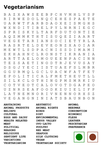 Vegetarianism Word Search by sfy773 - Teaching Resources - Tes