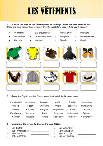 Les vetements - booklet of activities | Teaching Resources