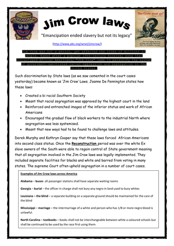 Jim crow laws - segregation in the American Civil Rights movement ...