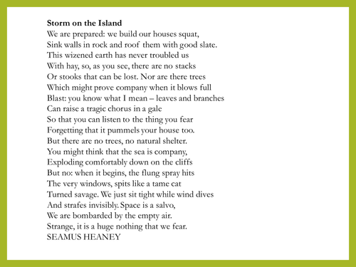 Storm on the Island: : GCSE AQA New Specification Poetry by 20770723 ...