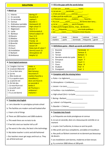 FRENCH GCSE REVISION QUICKIE WITH SOLUTION (JAN 2017) - School ...