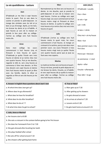 Daily Routine In French