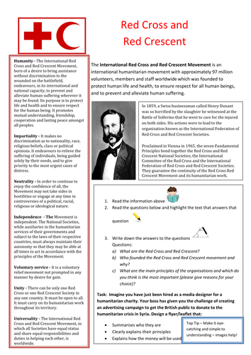 Lesson Worksheet for Red Cross/ Red Crescent | Teaching Resources