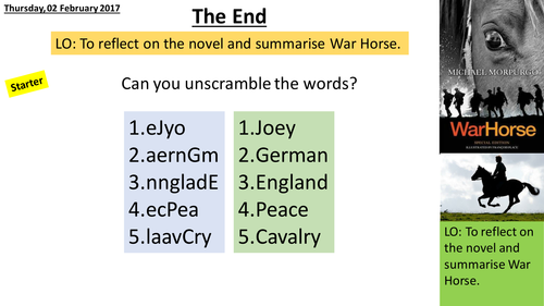 War Horse Book Review lesson | Teaching Resources