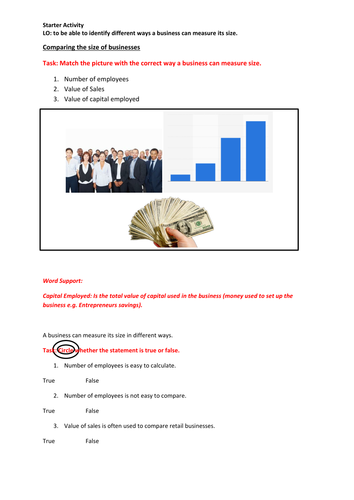 Comparing Business Size | Teaching Resources