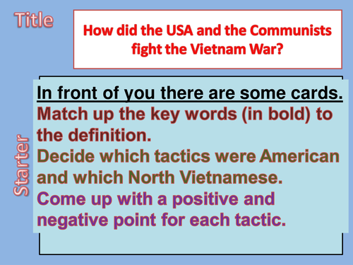 Vietcong Tactics (GCSE) | Teaching Resources