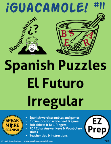 Spanish Puzzles for Irregular Future Tense Verbs. Verbos del Futuro ...