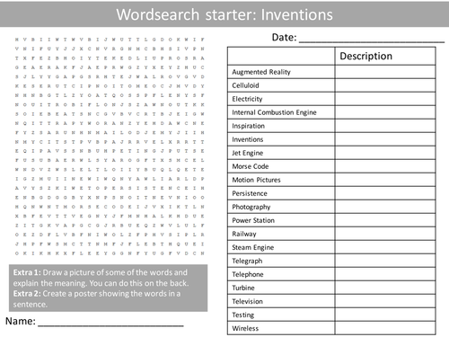 Science Physics Inventions Wordsearch Crossword Anagrams Keyword ...
