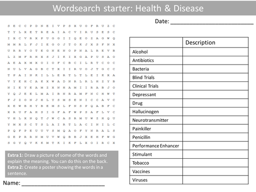 Science Biology Health and Disease Wordsearch Crossword Anagrams ...