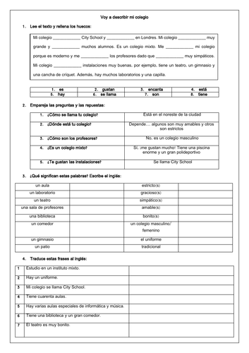 Spanish Describing my school resources (Mi colegio) | Teaching Resources