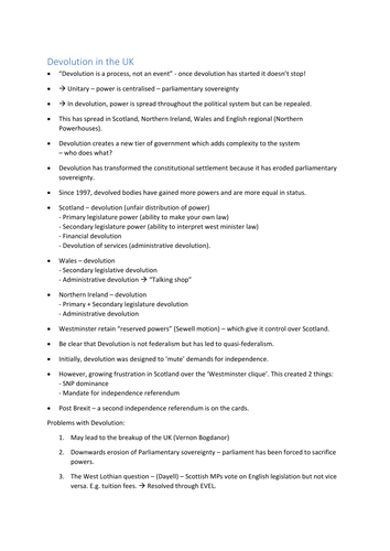 Devolution In The Uk Lesson Notes Teaching Resources
