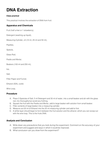 DNA Extraction | Teaching Resources