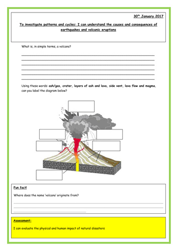 Year 5 Volcanoes Lesson One: To investigate patterns and cycles ...